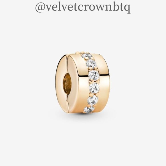 Pandora | Jewelry | Pandora Clear Sparkling Row Clip Charmpendantgold ...